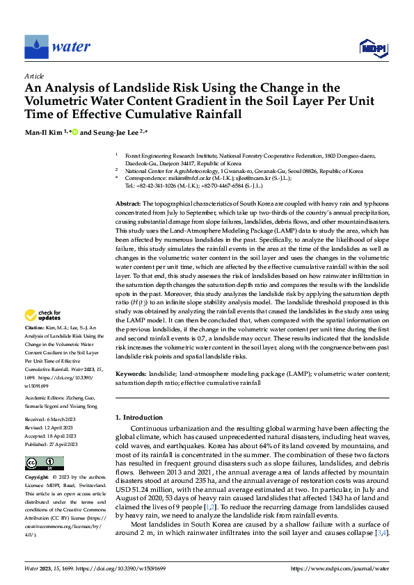 (PDF) An Analysis of Landslide Risk Using the Change in the Volumetric Water Content Gradient in ...