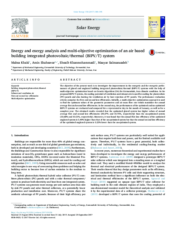 Pdf Energy And Exergy Analysis And Multi Objective Optimization Of An