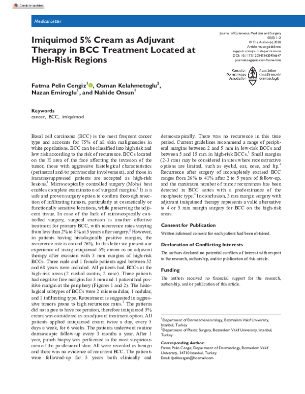 (PDF) Imiquimod 5% Cream as Adjuvant Therapy in BCC Treatment Located ...