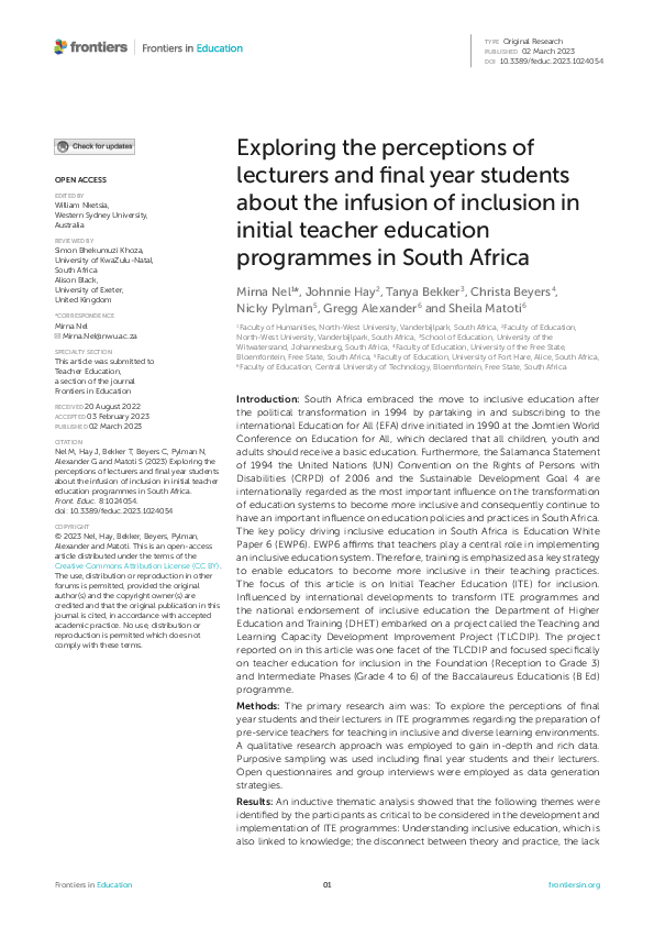 (PDF) Exploring the perceptions of lecturers and final year students ...
