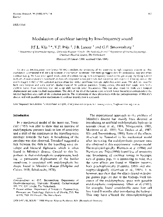 (PDF) Modulation of cochlear tuning by low-frequency sound