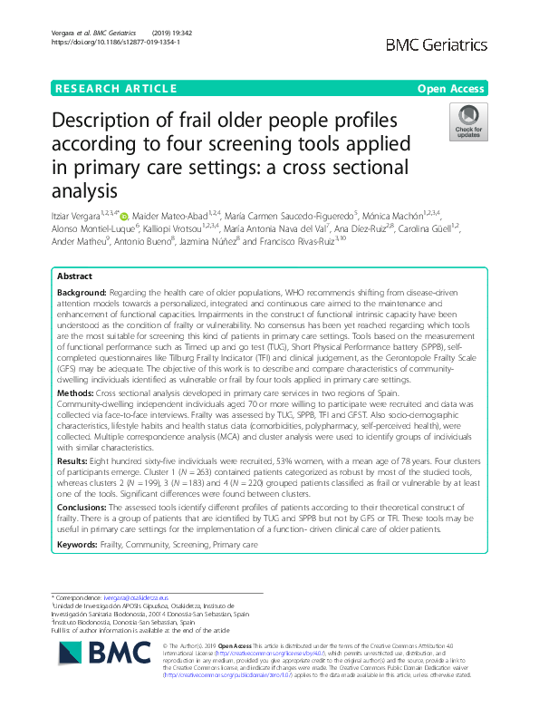 (PDF) Description of frail older people profiles according to four ...