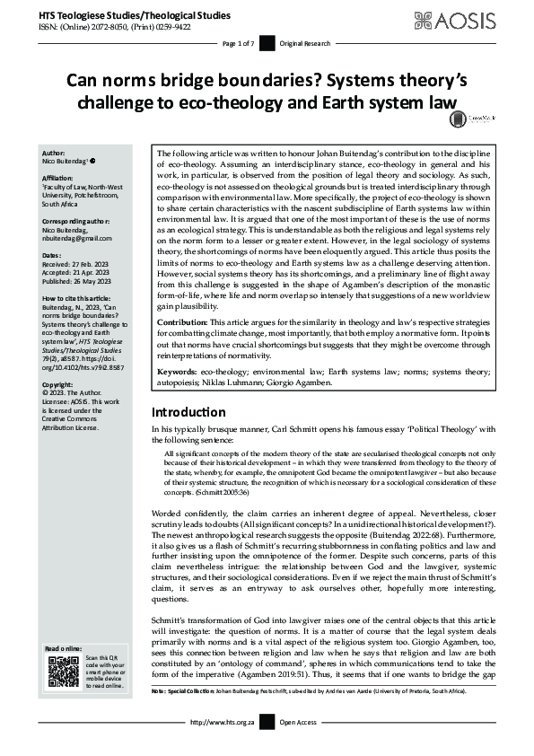 (PDF) Can norms bridge boundaries? Systems theory’s challenge to eco ...