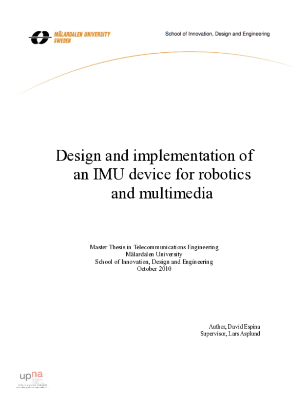 (PDF) Design and implementation of an IMU device for robotics and ...