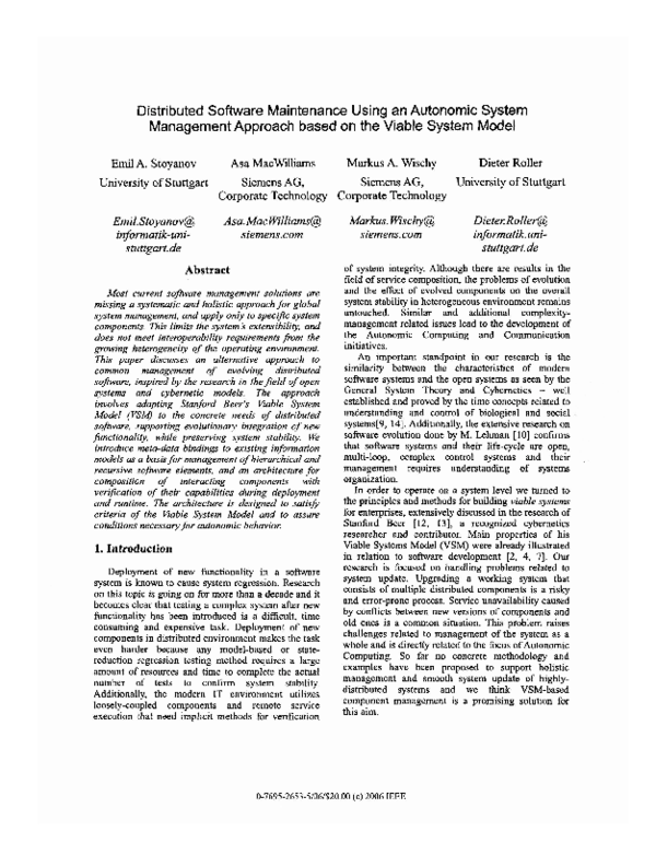 (PDF) Distributed Software Maintenance Using an Autonomic System Management Approach based on ...