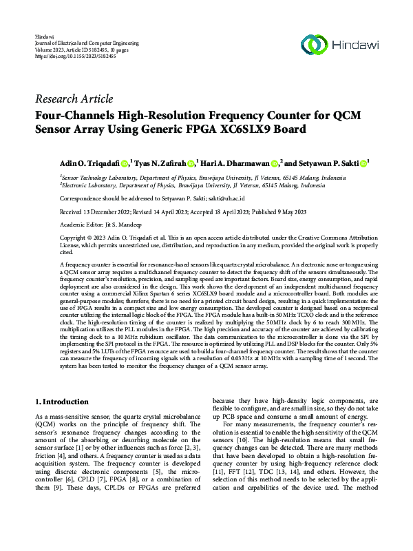 (PDF) Four-Channels High-Resolution Frequency Counter for QCM Sensor Array Using Generic FPGA ...