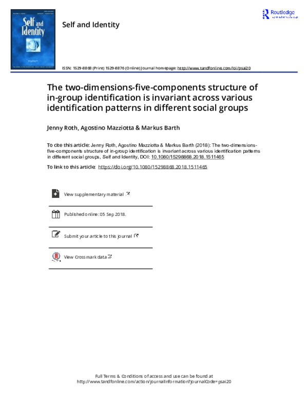 (PDF) The two-dimensions-five-components structure of in-group identification is invariant ...
