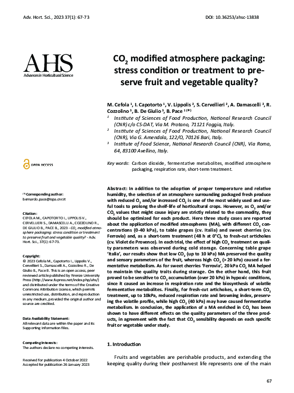 (PDF) CO2 modified atmosphere packaging: stress condition or treatment ...