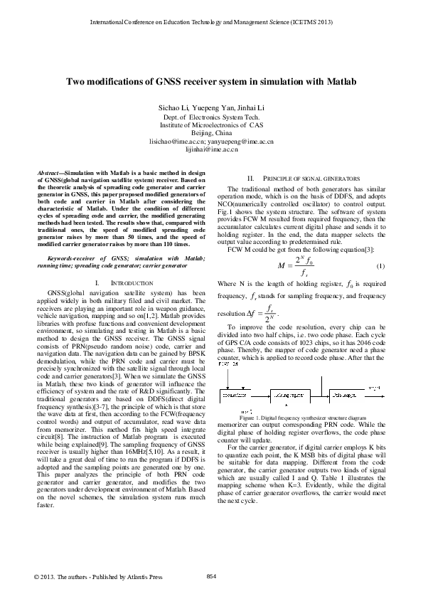 Pdf Two Modifications Of Gnss Receiver System In Simulation With