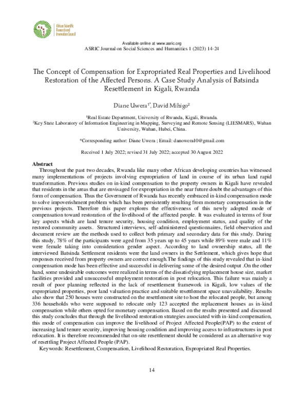 (PDF) The Concept of Compensation for Expropriated Real Properties and ...