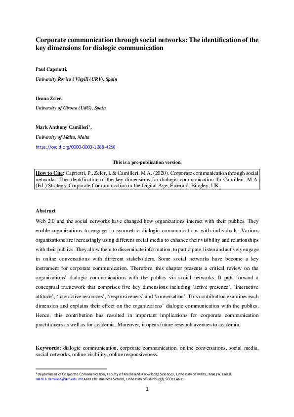 (PDF) Corporate Communication Through Social Networks: The ...