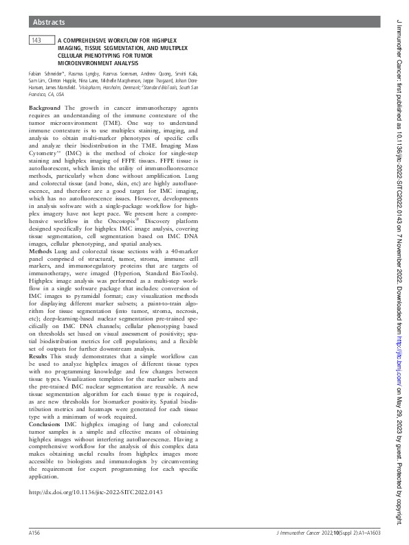 (PDF) 143 A comprehensive workflow for highplex imaging, tissue segmentation, and multiplex ...