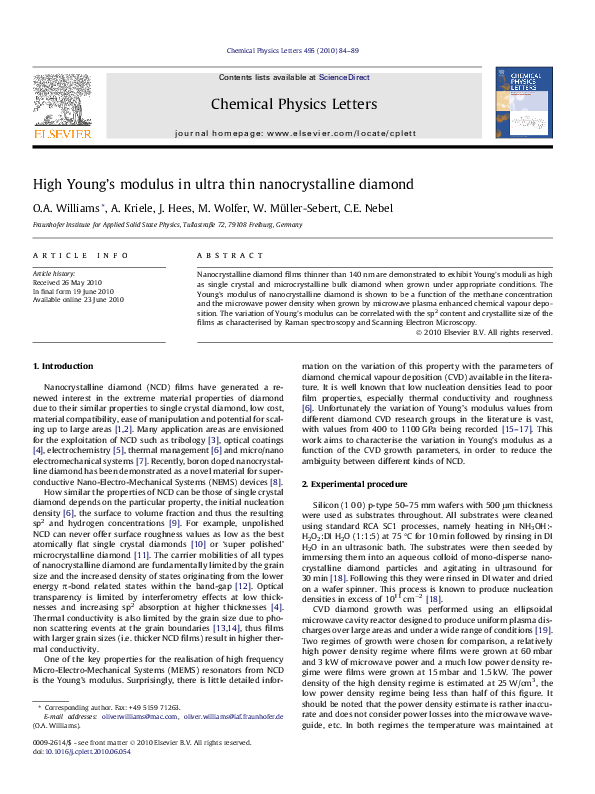 (PDF) High Young’s modulus in ultra thin nanocrystalline diamond