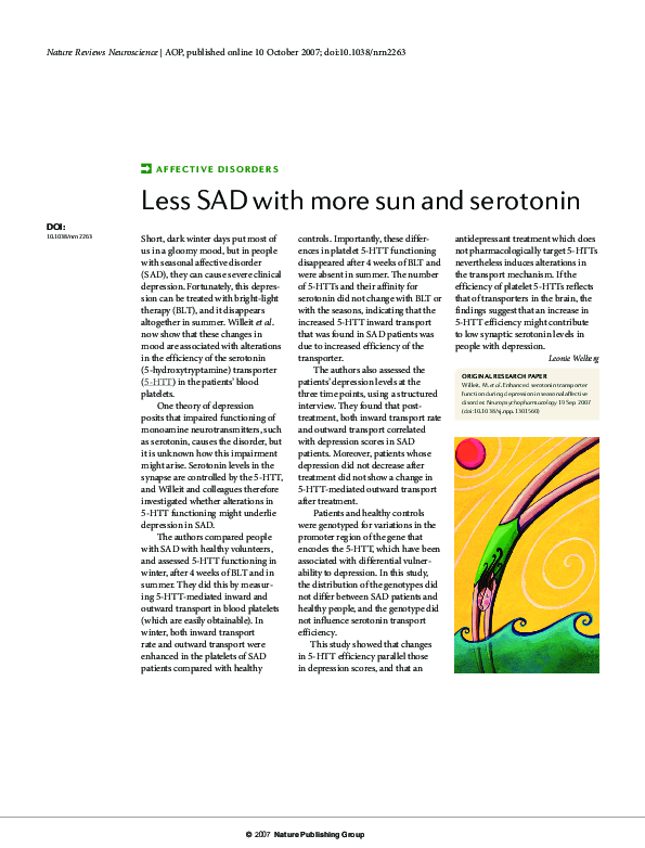 (PDF) Less SAD with more sun and serotonin
