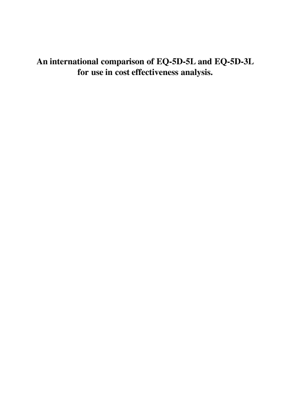 (PDF) An International Comparison of EQ-5D-5L and EQ-5D-3L for Use in Cost-Effectiveness Analysis