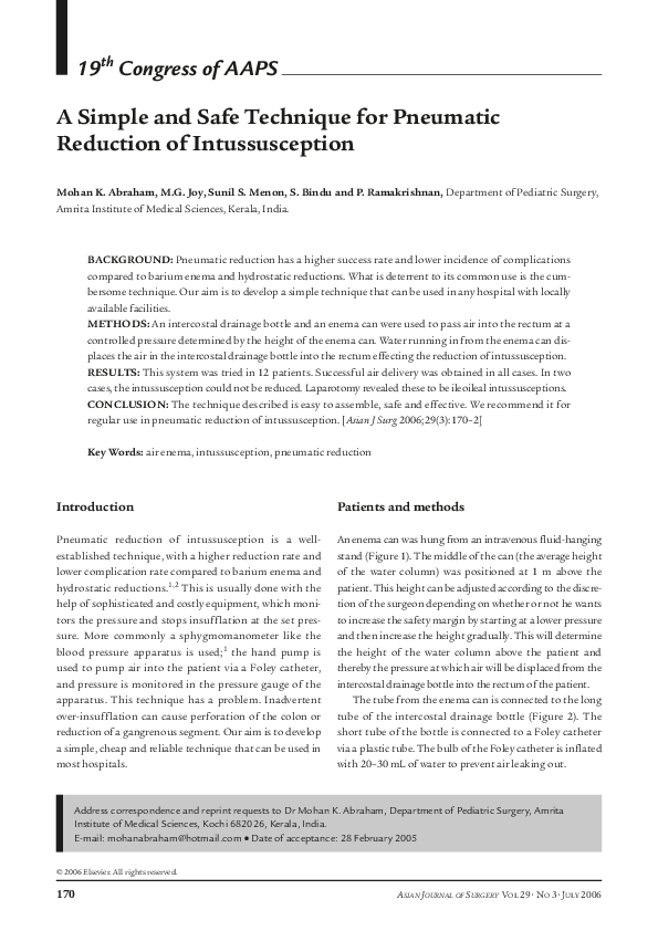 (PDF) A Simple and Safe Technique for Pneumatic Reduction of ...