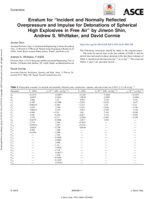 (PDF) Erratum for “Incident and Normally Reflected Overpressure and ...
