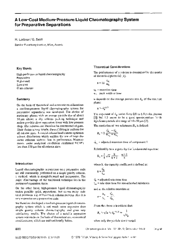 (PDF) A low-cost medium-pressure liquid chromatography system for preparative separations