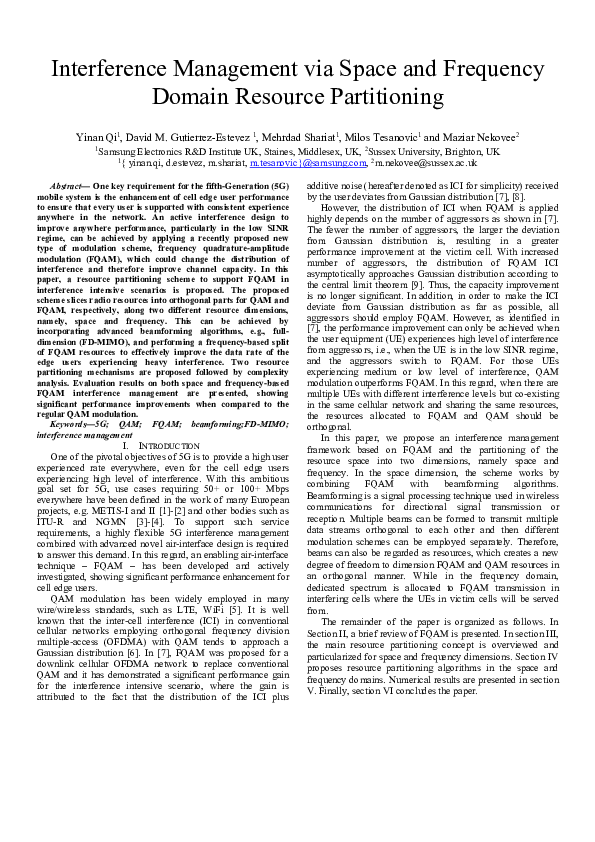 (PDF) Interference management via space and frequency domain resource ...