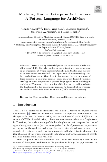 (PDF) Modeling Trust in Enterprise Architecture: A Pattern Language for ArchiMate | Giancarlo ...