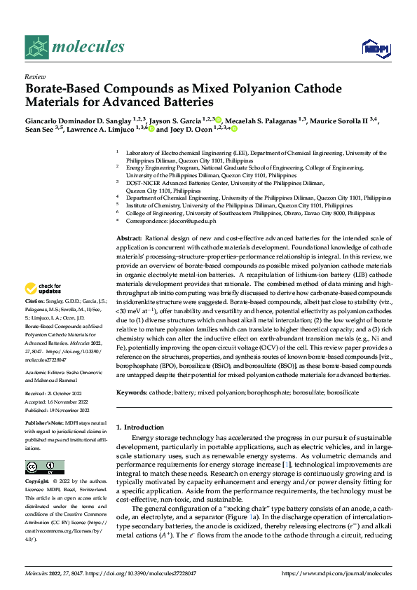 (PDF) Borate-Based Compounds as Mixed Polyanion Cathode Materials for ...