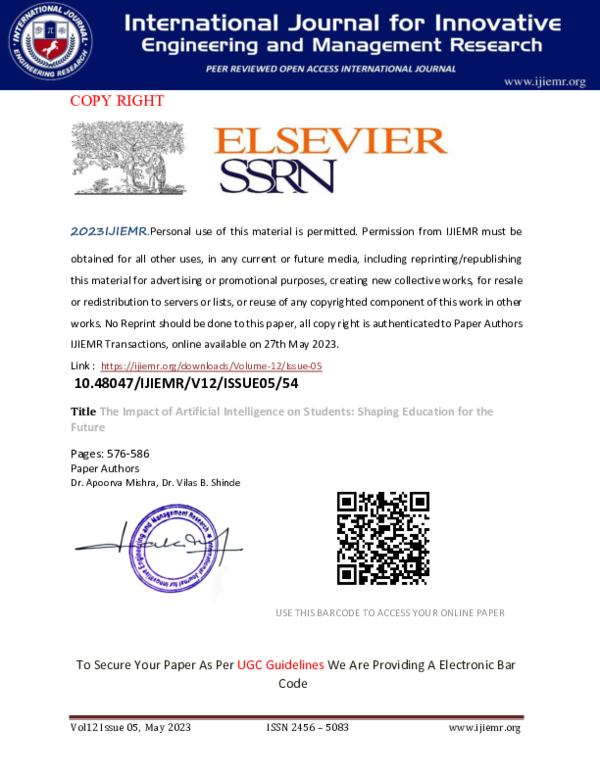 (PDF) The Impact Of Artificial Intelligence on Students: Shaping ...