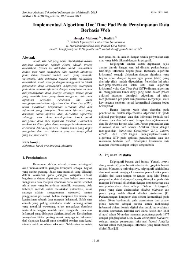 (PDF) Implementasi Algoritma One Time Pad Pada Penyimpanan Data ...