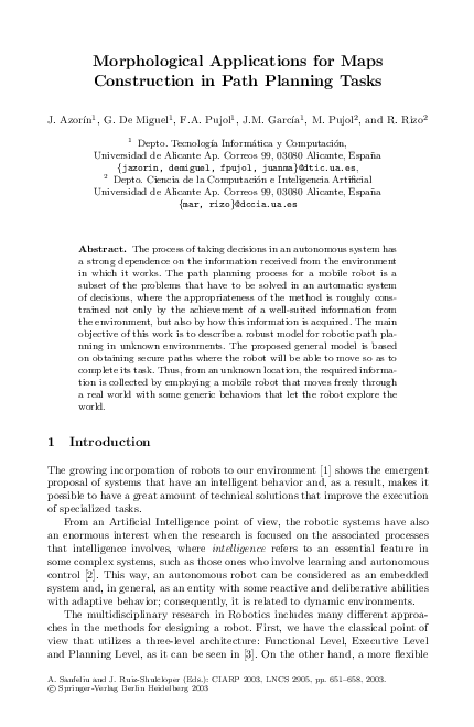 (PDF) Morphological Applications for Maps Construction in Path Planning Tasks