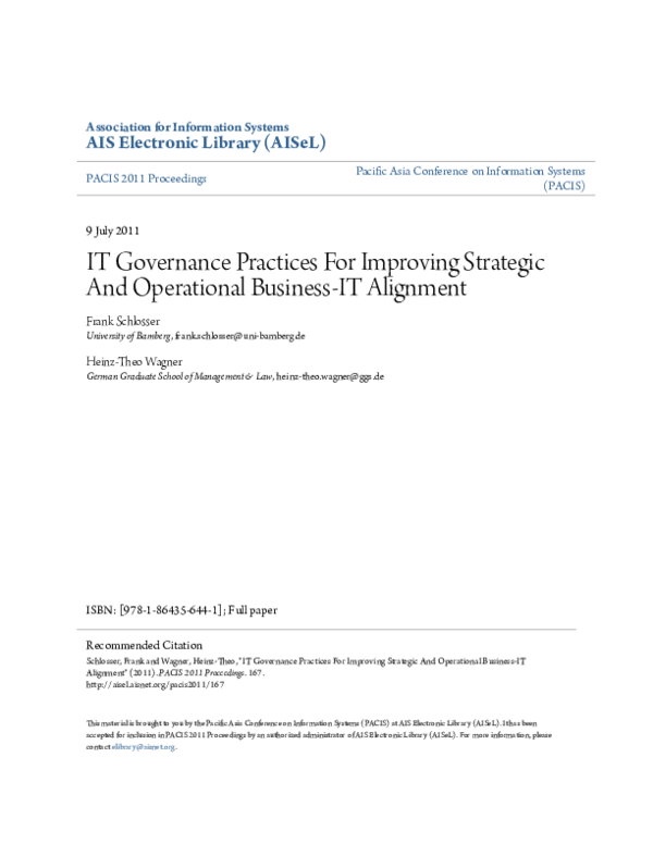 (PDF) IT Governance Practices For Improving Strategic And Operational ...