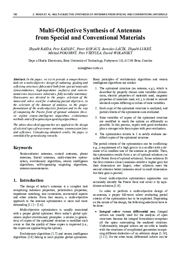 (PDF) Multi-Objective Synthesis of Antennas from Special and Conventional Materials