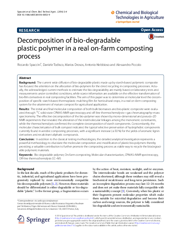 (PDF) Decomposition of bio-degradable plastic polymer in a real on-farm ...