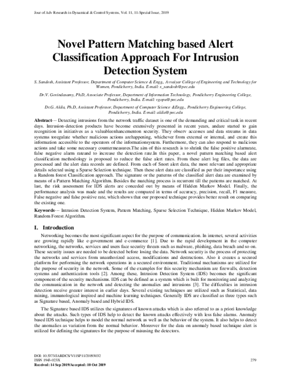 (PDF) Novel Pattern Matching based Alert Classification Approach For ...