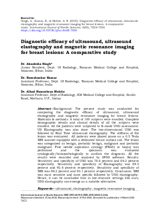(PDF) Diagnostic efficacy of ultrasound, ultrasound elastography and magnetic resonance imaging ...