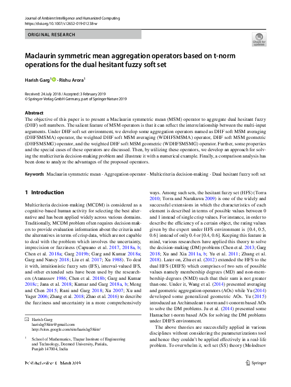 Pdf Msm Aggregation Operators For Dhf Soft Sets 3932