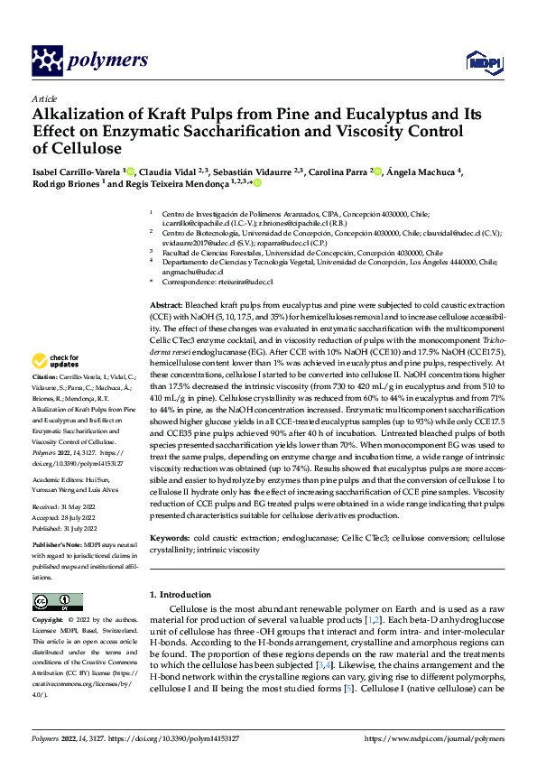 (PDF) Alkalization of Kraft Pulps from Pine and Eucalyptus and Its Effect on Enzymatic ...