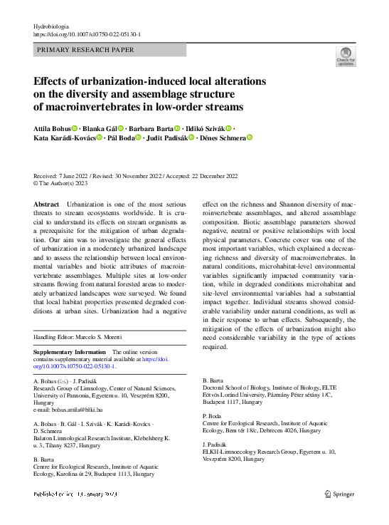 (PDF) Effects of urbanization-induced local alterations on the ...