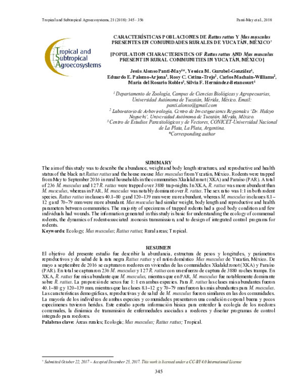 (PDF) Características poblaciones de Rattus rattus y Mus musculus ...