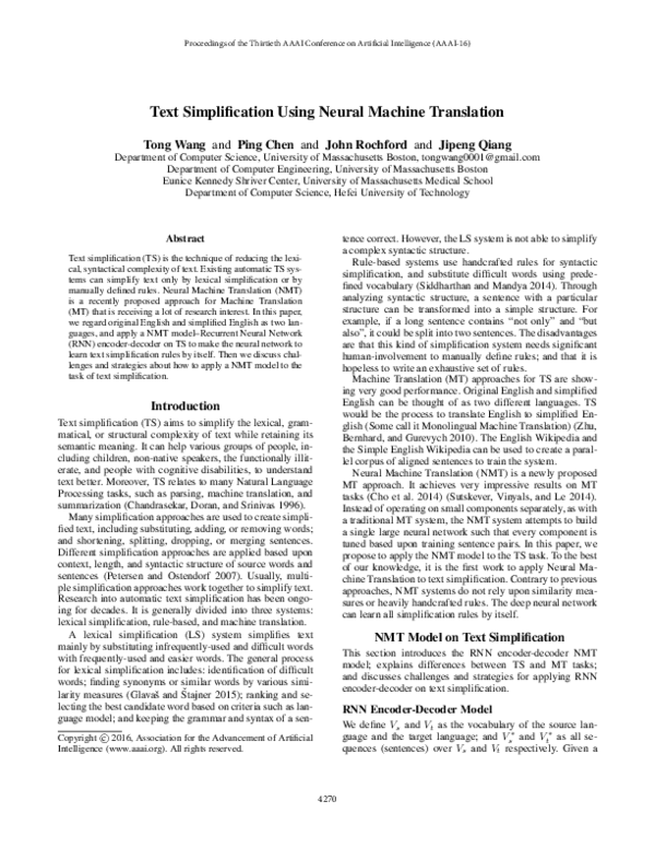 (PDF) Text Simplification Using Neural Machine Translation