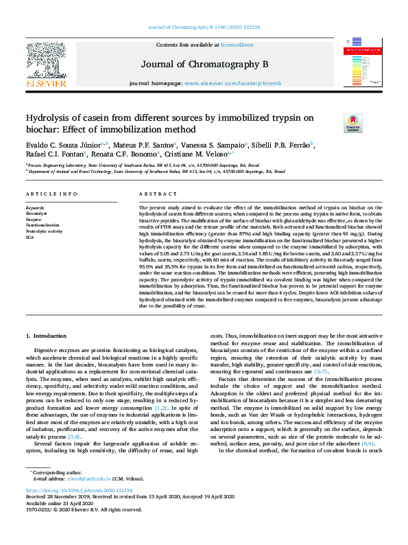 (PDF) Hydrolysis of casein from different sources by immobilized ...
