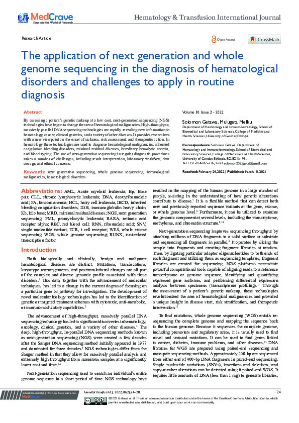 (PDF) The application of next generation and whole genome sequencing in the diagnosis of ...