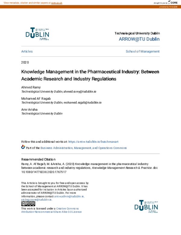 (PDF) Knowledge management in the pharmaceutical industry between ...