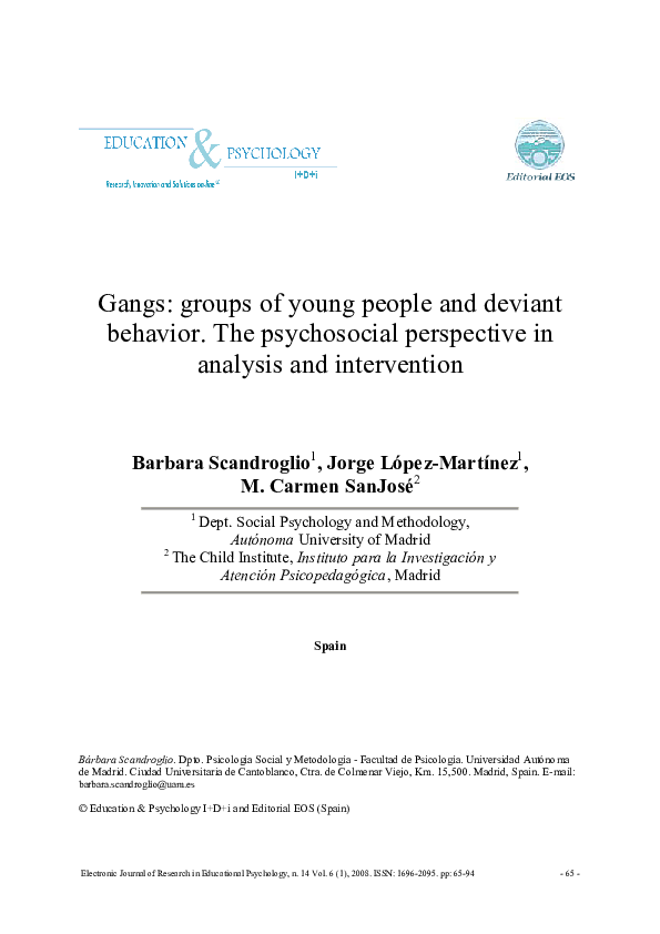 (PDF) Gangs: Groups of Young People and Deviant Behavior--The ...