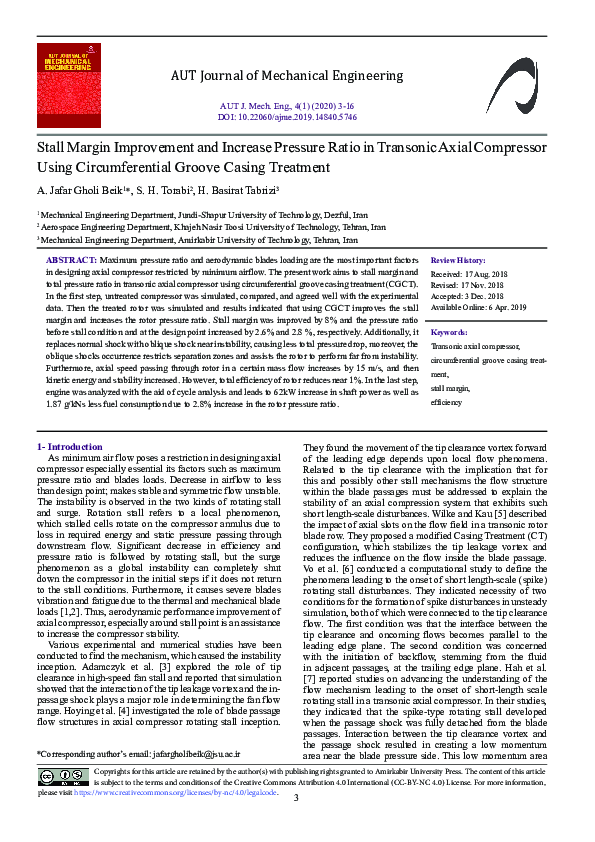 (PDF) Stall Margin Improvement and Increase Pressure Ratio in Transonic ...