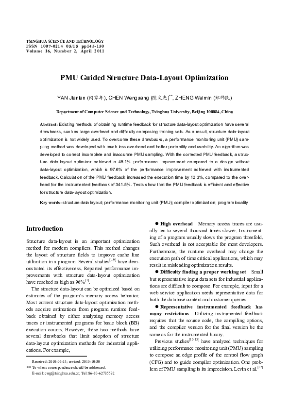 (PDF) PMU guided structure data-layout optimization