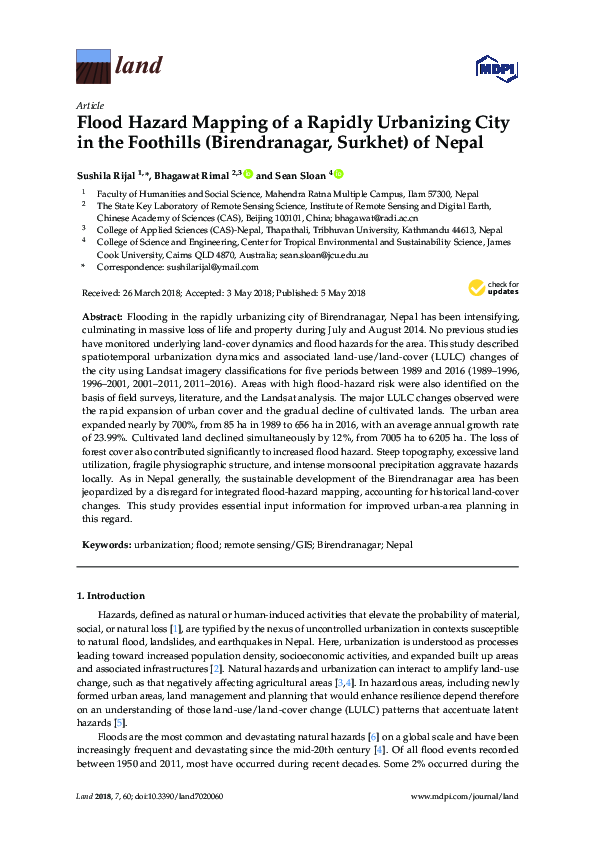 (PDF) Flood Hazard Mapping of a Rapidly Urbanizing City in the ...