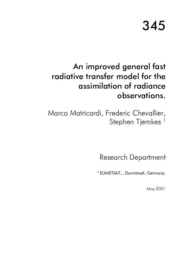 (PDF) An improved general fast radiative transfer model for the assimilation of radiance ...