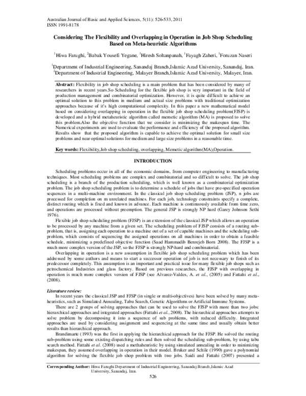 (PDF) Considering The Flexibility and Overlapping in Operation in Job Shop Scheduling Based on ...