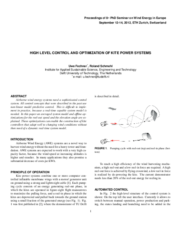 (PDF) High level control and optimization of kite power systems