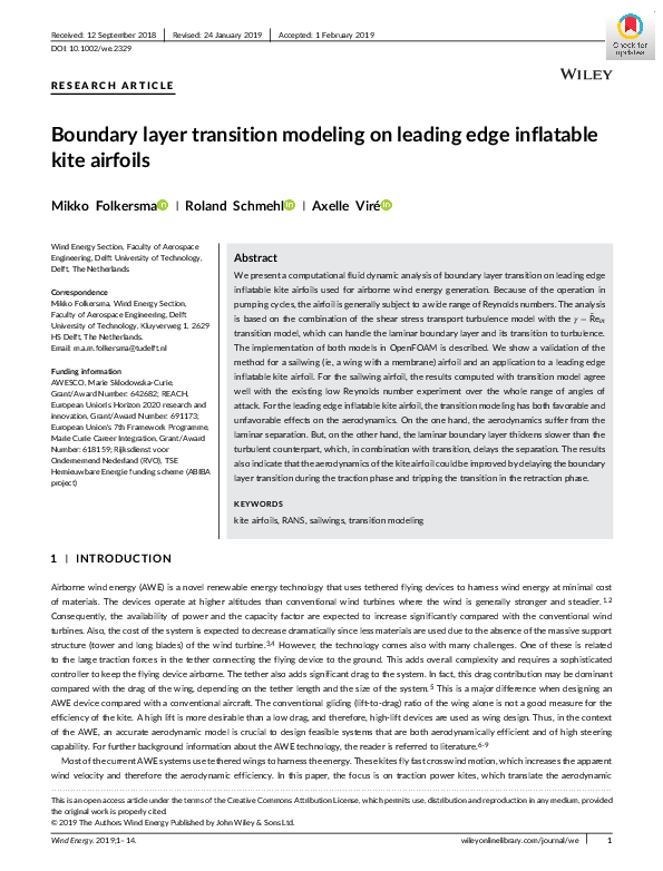 (PDF) Boundary layer transition modeling on leading edge inflatable ...