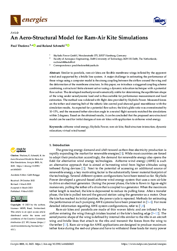 (PDF) An Aero-Structural Model for Ram-Air Kite Simulations